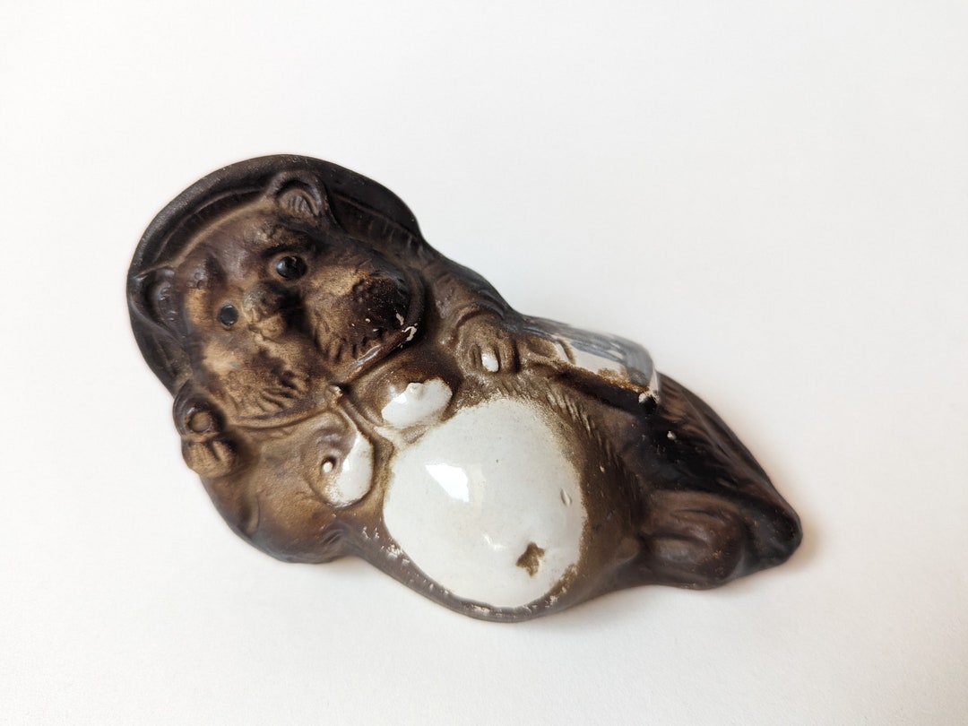 Ceramic Tanuki, Rare Japanese Tanuki Lying Down, Small Ceramic ...