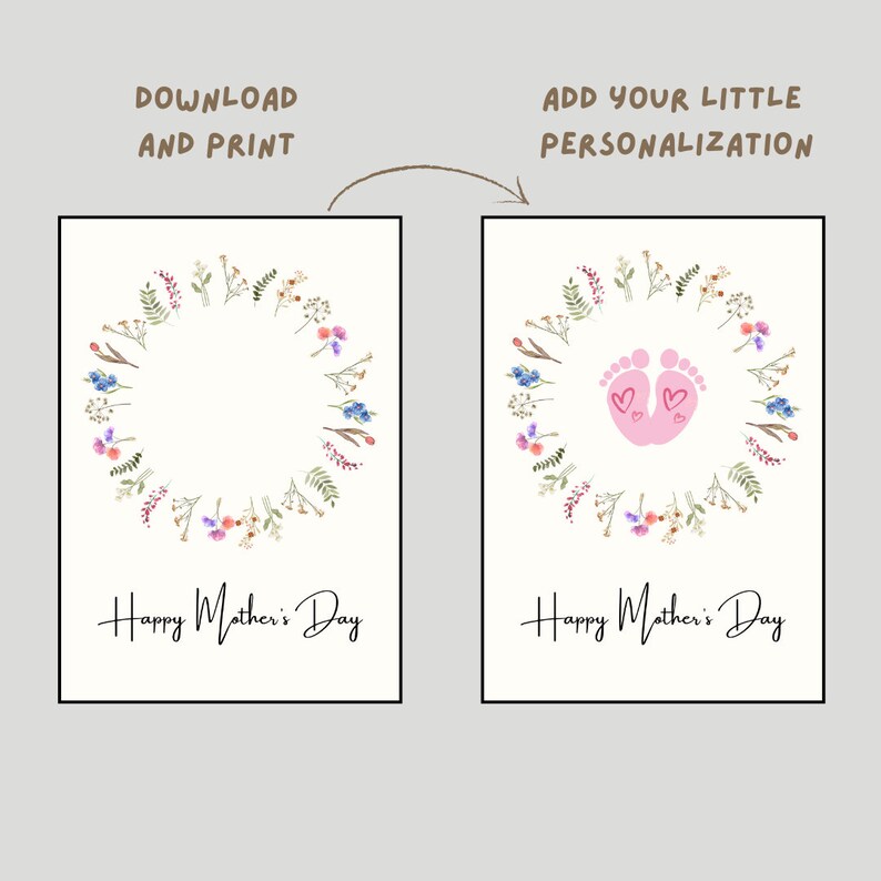 Mother's Day Craft Floral Wreath Handprint Art Wildflowers Footprint ...