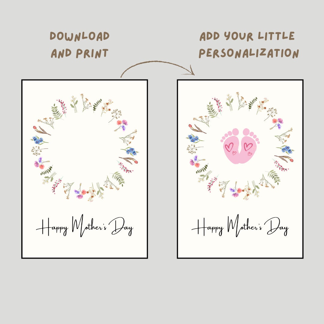 Mother's Day Craft Floral Wreath Handprint Art Wildflowers Footprint ...