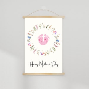 Mother's Day Craft Floral Wreath Handprint Art Wildflowers Footprint ...