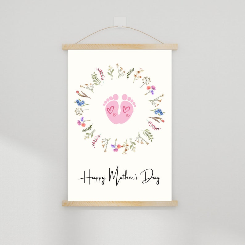 Mother's Day Craft Floral Wreath Handprint Art Wildflowers Footprint ...