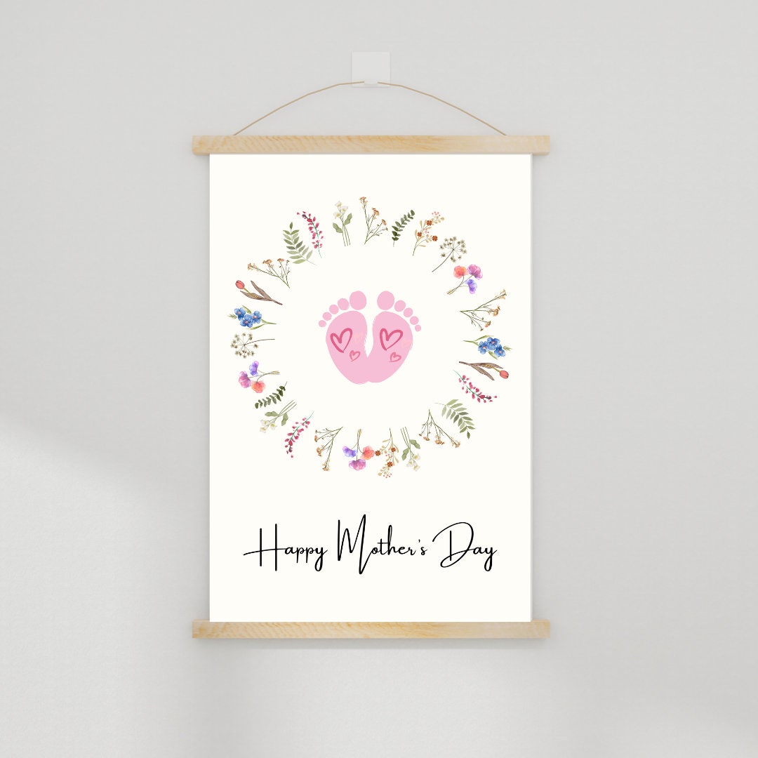 Mother's Day Craft Floral Wreath Handprint Art Wildflowers Footprint ...
