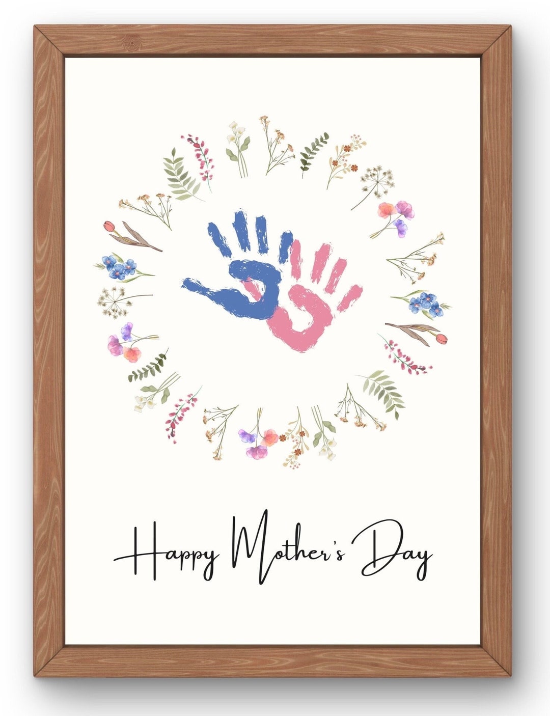 Mother's Day Craft Floral Wreath Handprint Art Wildflowers Footprint ...