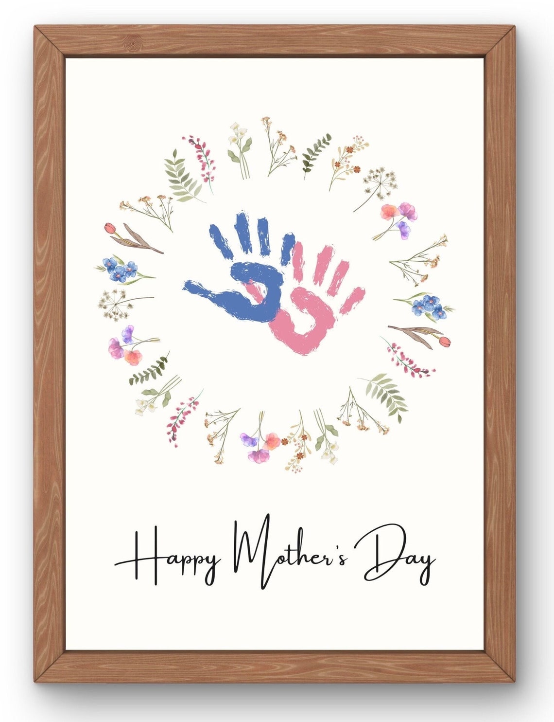 Mother's Day Craft Floral Wreath Handprint Art Wildflowers Footprint ...