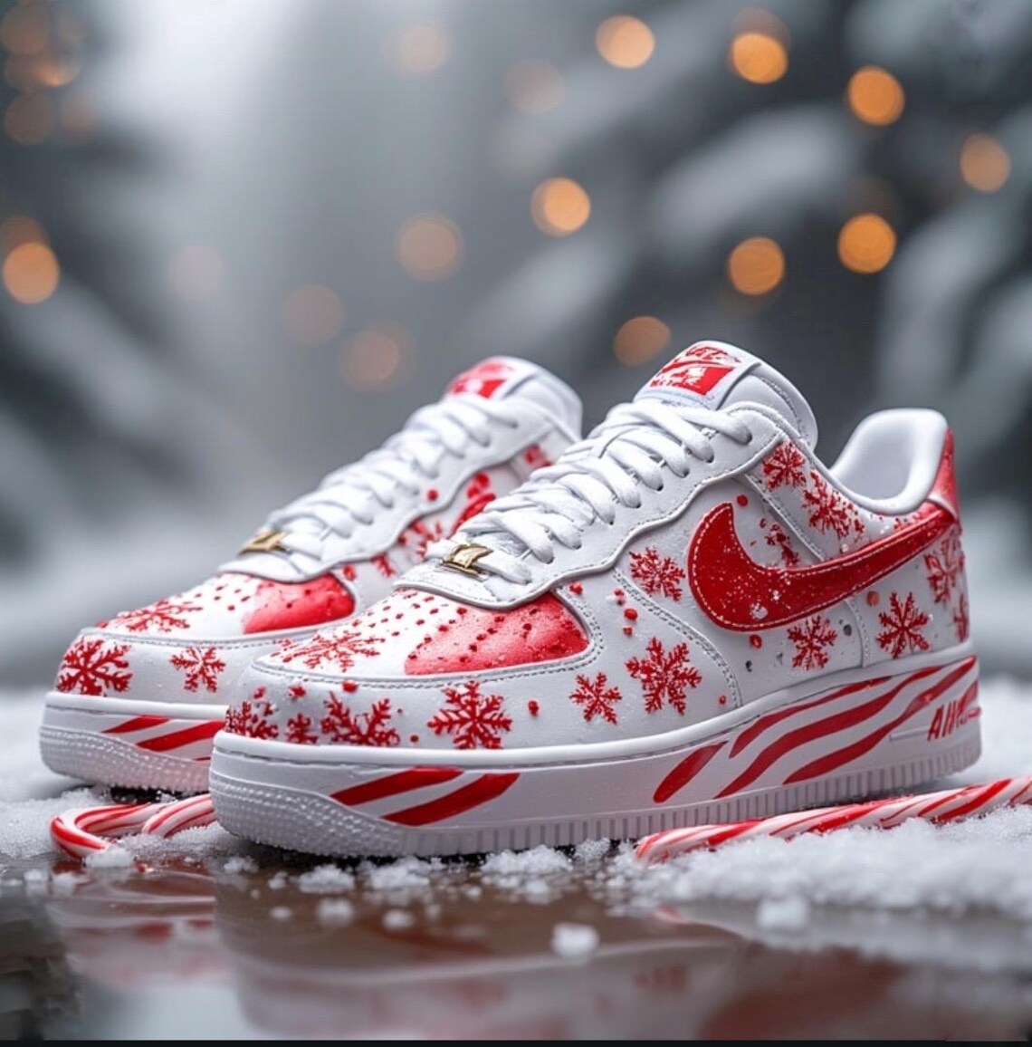 Custom Candy Cane Nike Air Force 1 Shoes | Red & White Striped ...