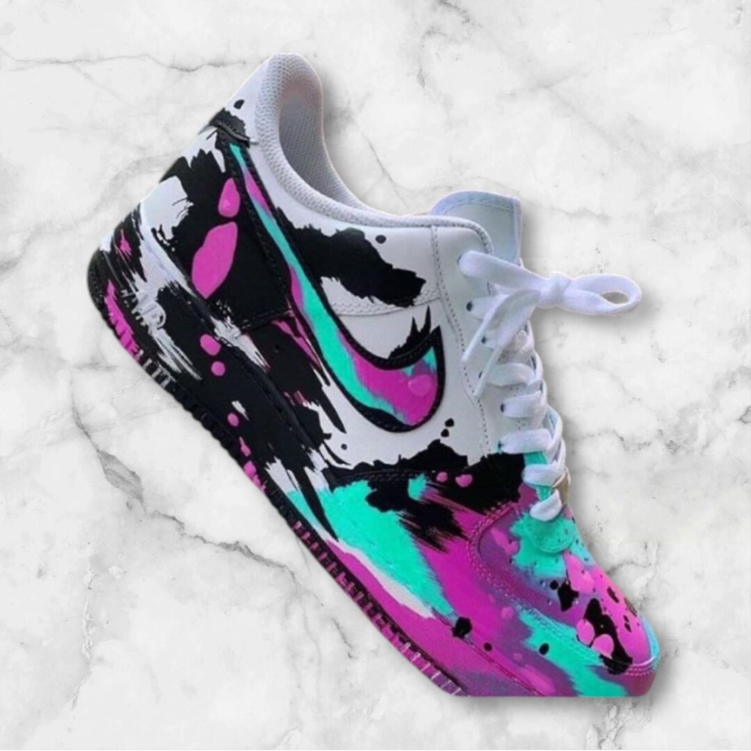 Nike Paint Splatter Purple Shoes Hand Painted Nike Air Force 1 Low ...