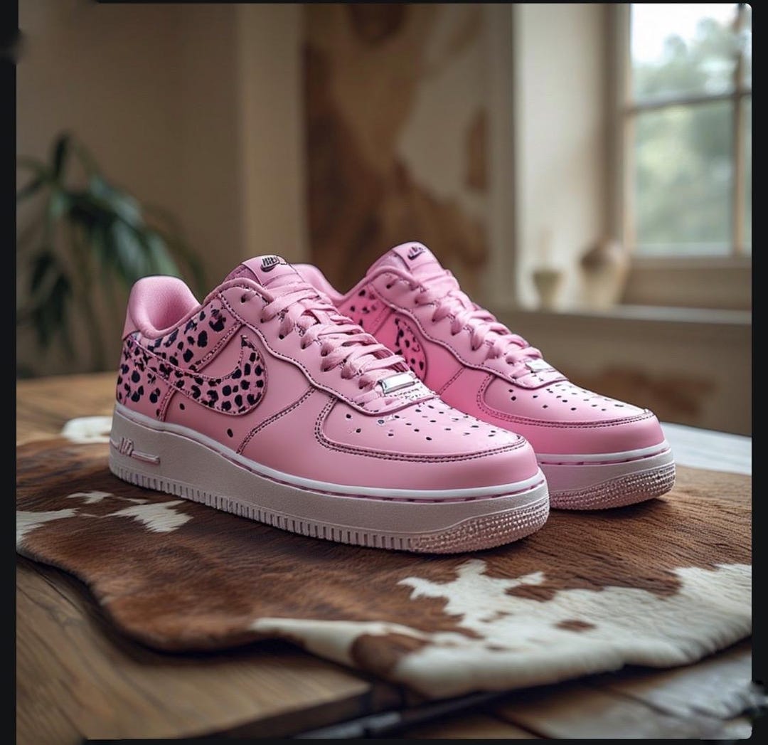 Custom Painted Nike Air Force One Low Pink Leopard | Hand-painted Air ...