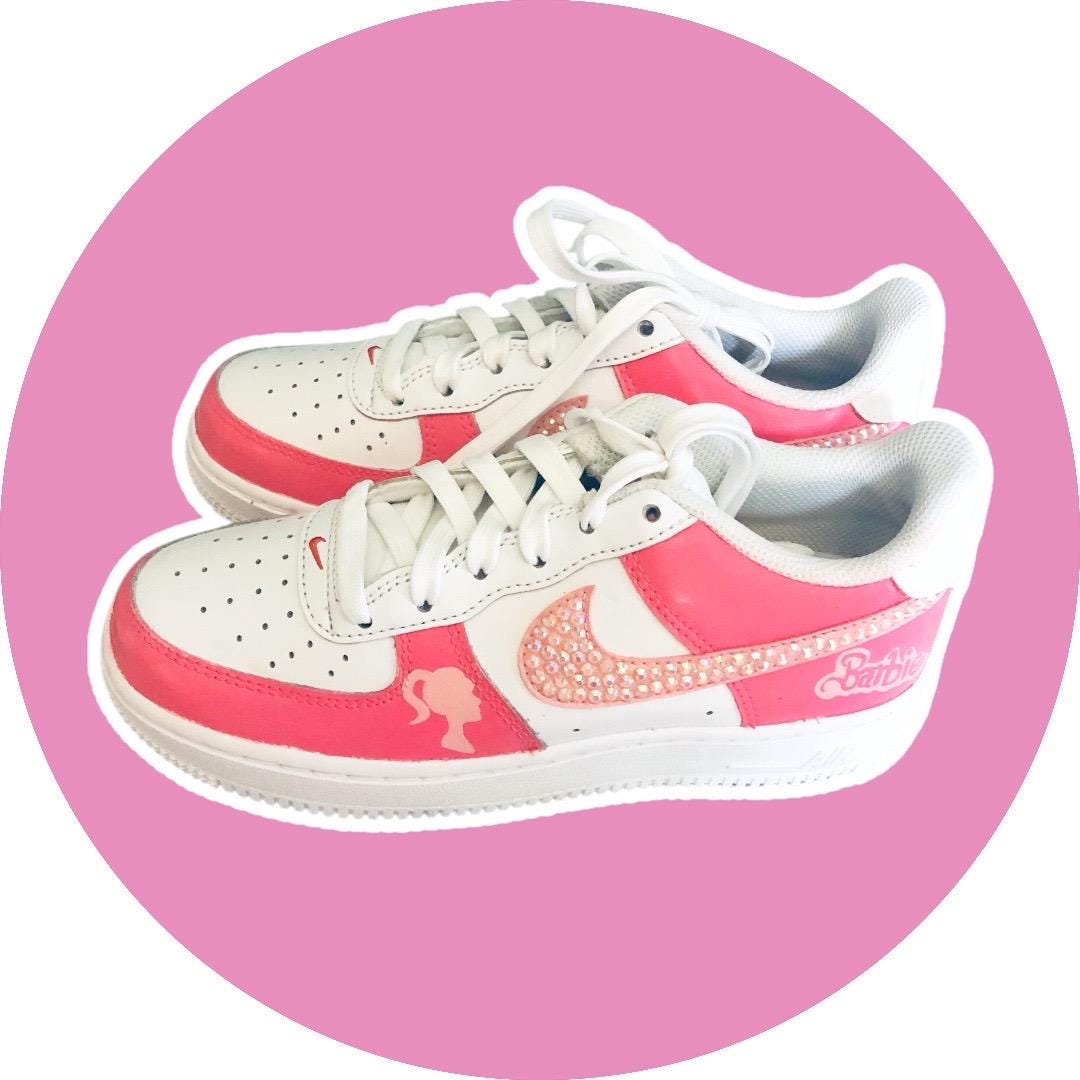 Custom Barbie Nike Air Force 1 Shoes | Hand-painted Pink Bling Barbie ...