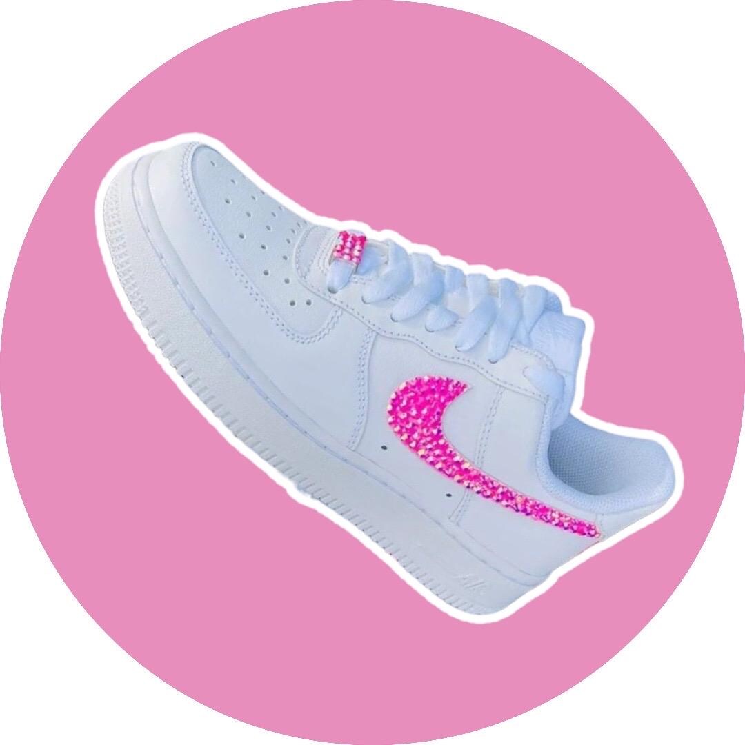 Custom Nike AF1 • Nike Air Force One Pink Bling Nike AF 1 • Sneakers US ...