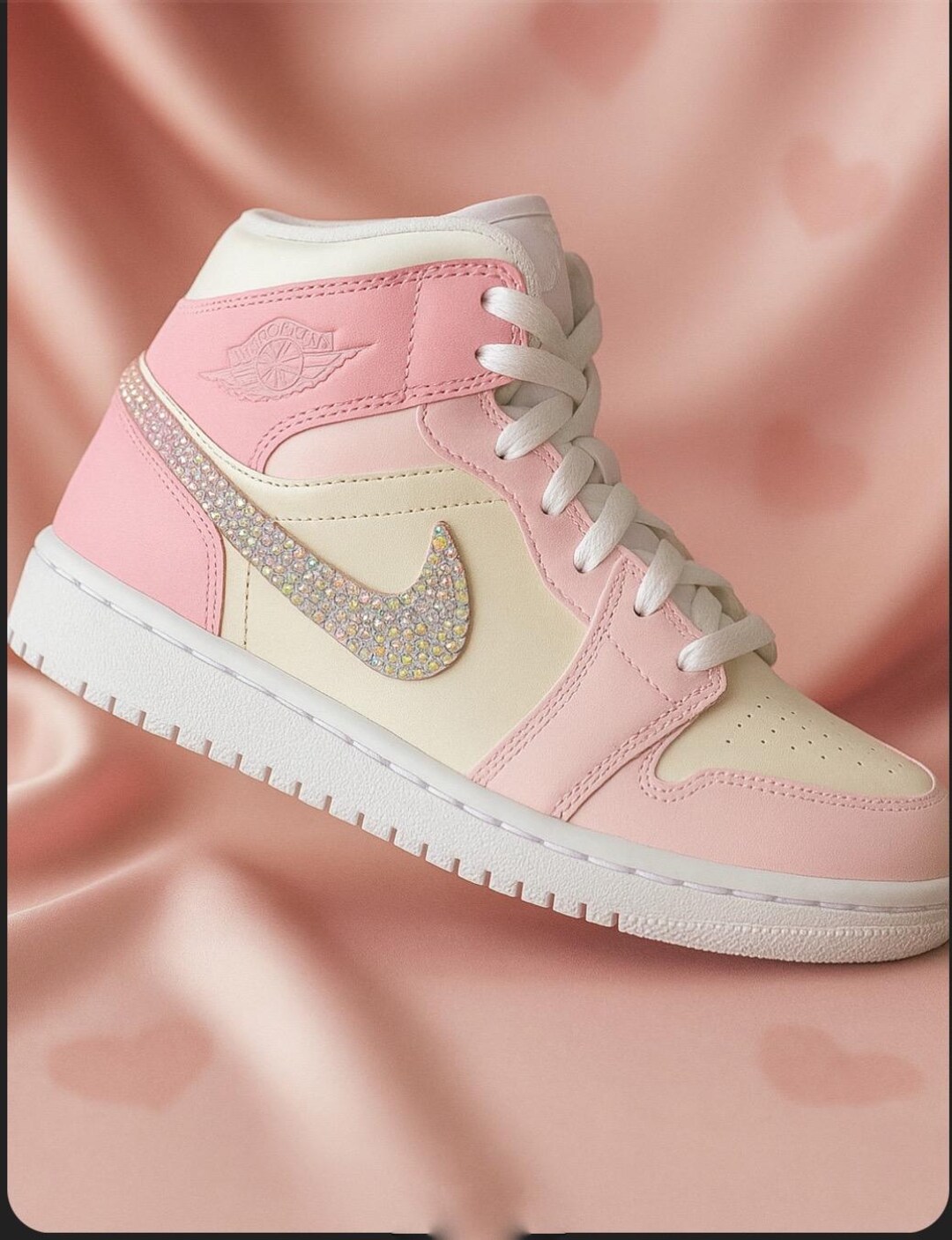 Custom Pink Painted Nike Air Jordan 1 Mid Hand-painted Jordan Sneakers ...