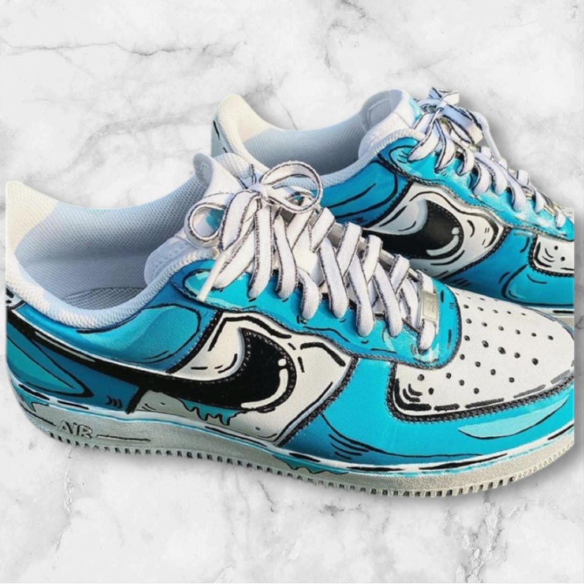 Hand Painted Nike Air Force 1 Low Dunks Blue Comic Book Trending - Etsy