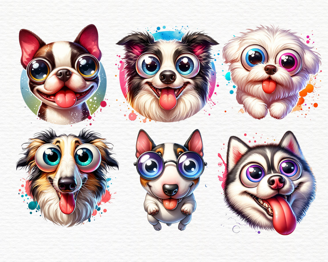 Crazy Dogs Clipart, Funny Dog Clipart, Cute Dog Clipart, Funny Animal ...