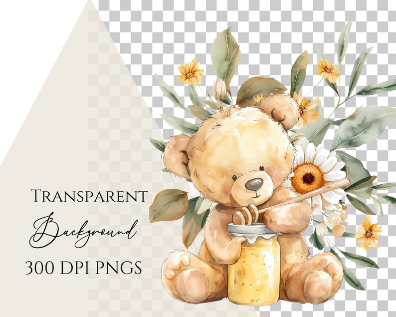 Bear and Bee Clipart, Honey Bee Clipart, Little Animal PNG, Mama to Be ...