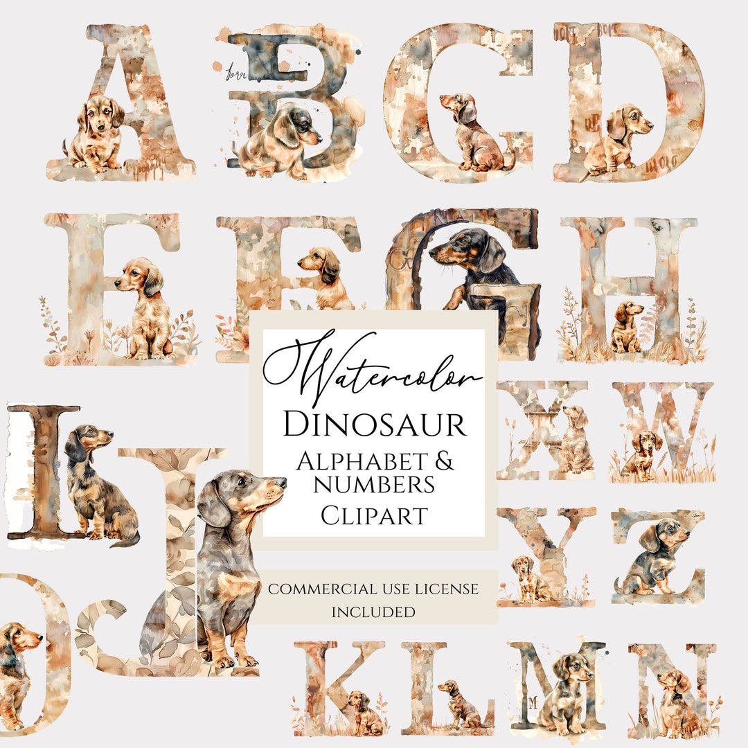 Dachshund Alphabet Png. Cute Puppy Dachshund Dog Clipart. - Etsy