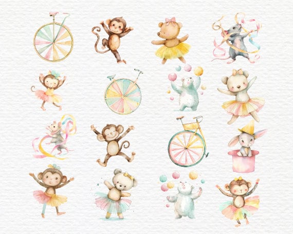 Circus Animals Png, Watercolor Carousel Clipart. Learn More in ...