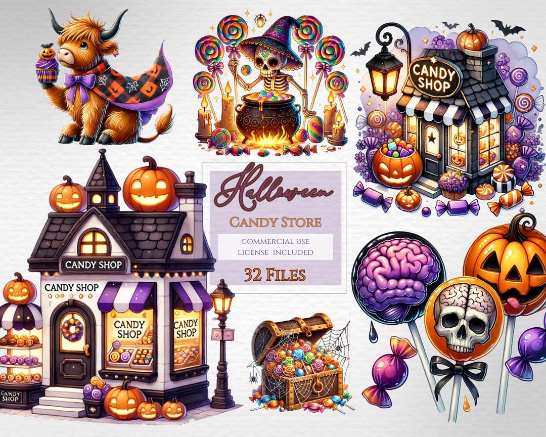 Halloween Candy Shop Clipart, Halloween Candy Land, Halloween Candy ...