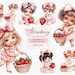 Cute Strawberry Baby Girl Clipart, Strawberries Clipart, Pink Bow ...