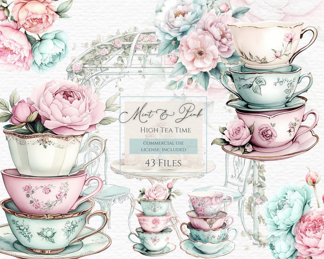 Afternoon Tea Clipart, Girls Tea Party Clipart Watercolor,bridal Tea ...