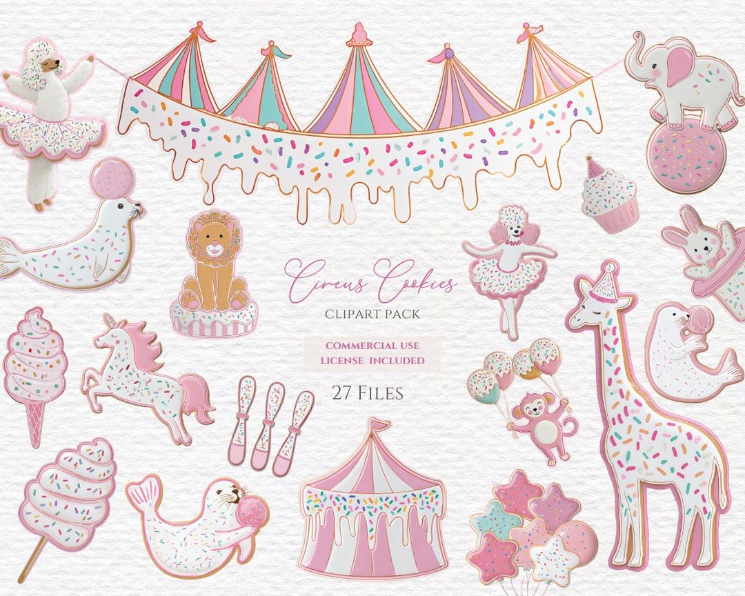 Frosted Animal Cookie Clipart, Animal Cookie, Frosted Circus, Circus ...