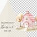 Watercolor Pink Cute Farm Clipart, Commercial Use, Watercolor Clipart ...