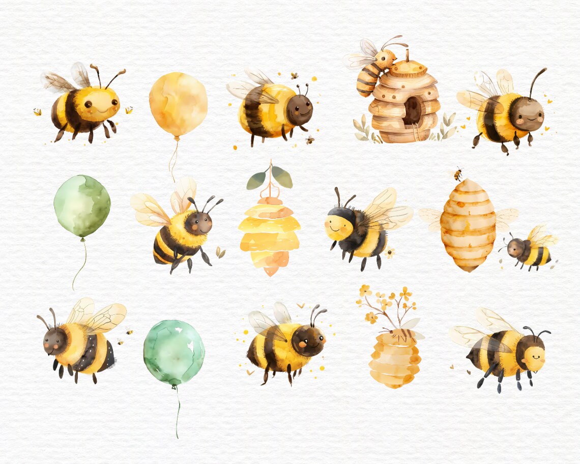 Bear and Bee Clipart, Honey Bee Clipart, Little Animal PNG, Mama to Be ...
