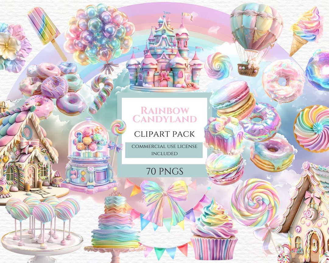 Pastel Candy Clipart, Wonderland Clipart, Watercolor Clipart, Dessert ...