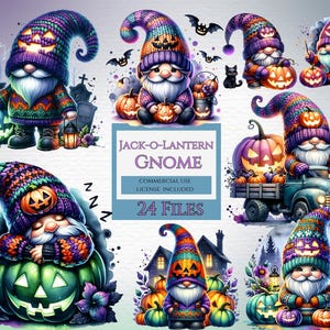 Jack-o-lantern Gnome Clipart, Autumn Gnome, Fall Gnome, Halloween Gnome ...