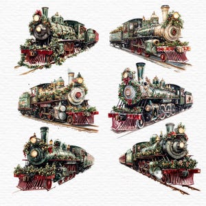 Watercolor Christmas Train Clipart, Winter Train, Christmas Decoration ...