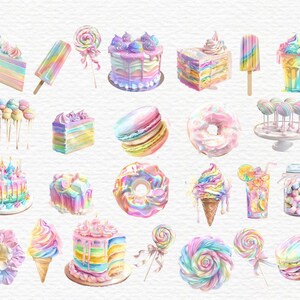 Pastel Candy Clipart, Wonderland Clipart, Watercolor Clipart, Dessert ...