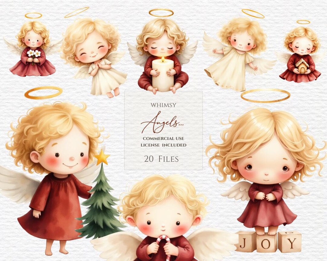 Clipart Angel Clipart Set Whimsical Angels Christmas Png, Cute Baby ...
