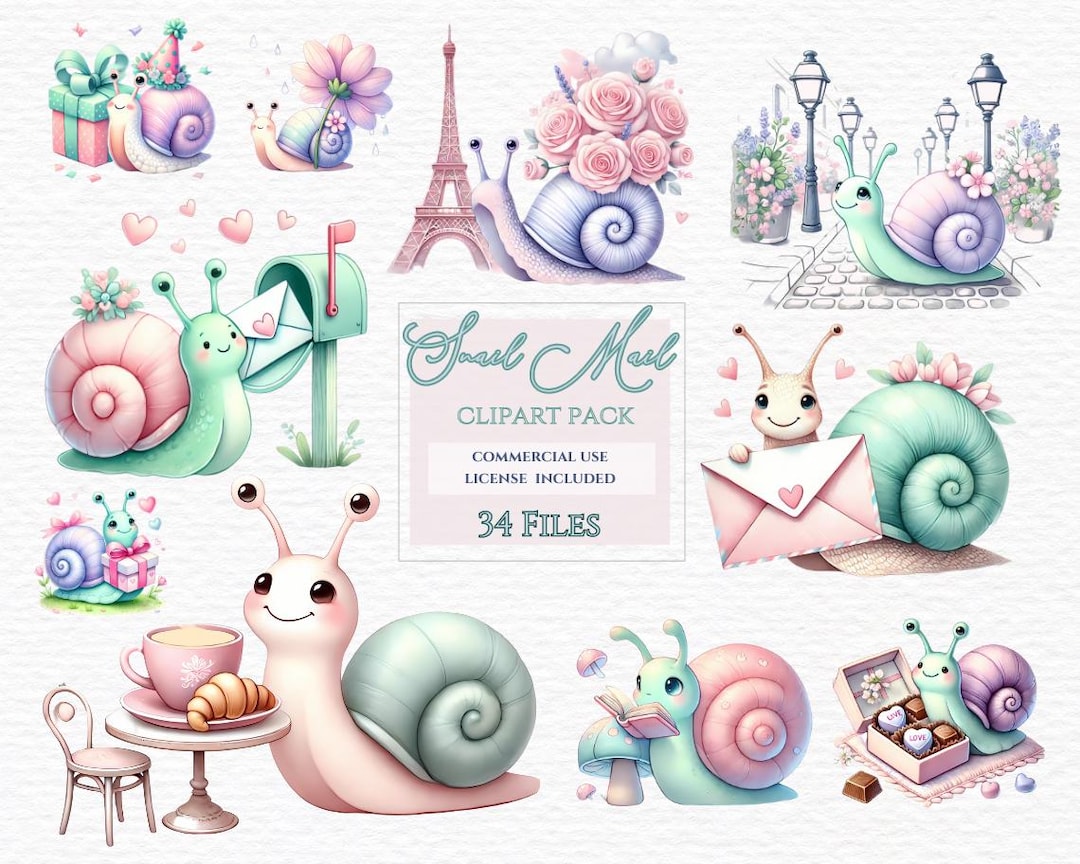 Snail Mail Clipart, Watercolor Snail,snail Clipart,cute Snail Png,love ...