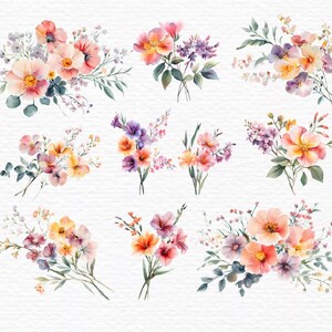 Watercolor Wild Flowers, Wild Flowers Clipart, Floral Clipart ...