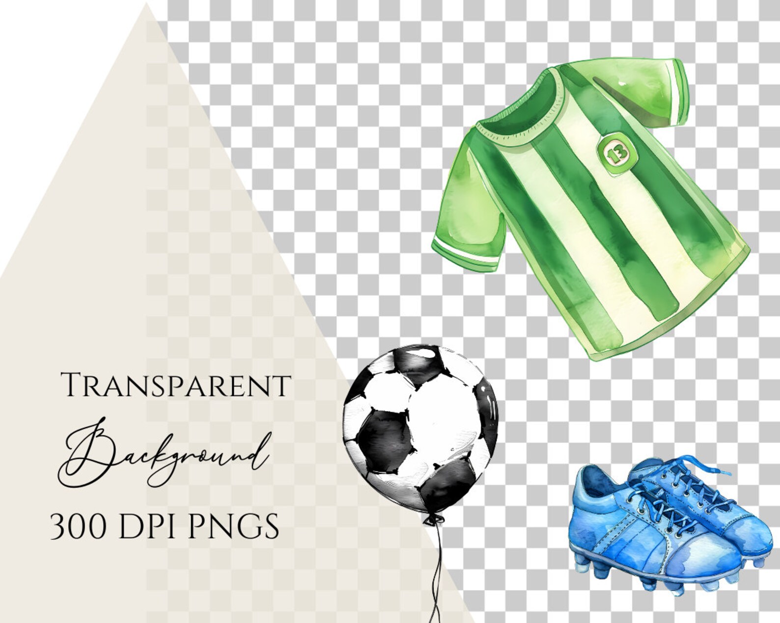 Watercolor Sports Clipart: Football & Soccer Jerseys (PNG Digital ...