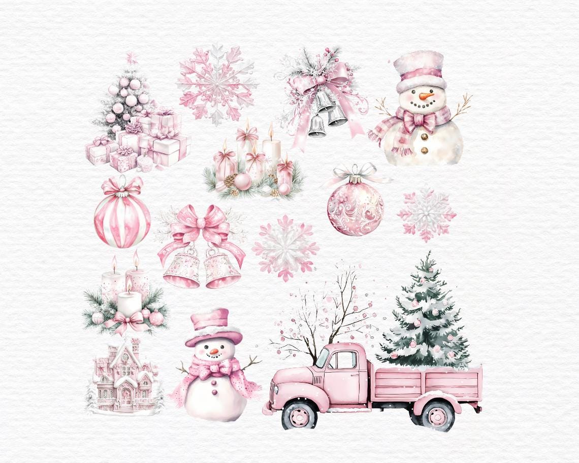 Pink Winter Wonderland Clipart,holiday Clipart,winter Clipart,cute ...