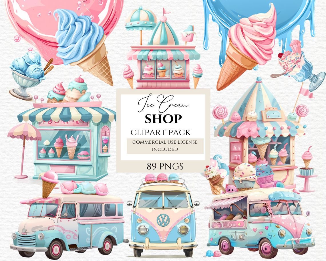 Ice Cream Cart Clip Art, Sweets Clipart, Sweet Treats Clipart, Ice ...