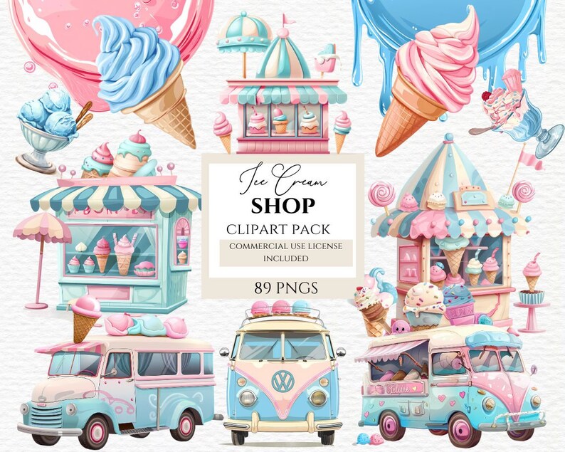 Ice Cream Cart Clip Art, Sweets Clipart, Sweet Treats Clipart, Ice ...