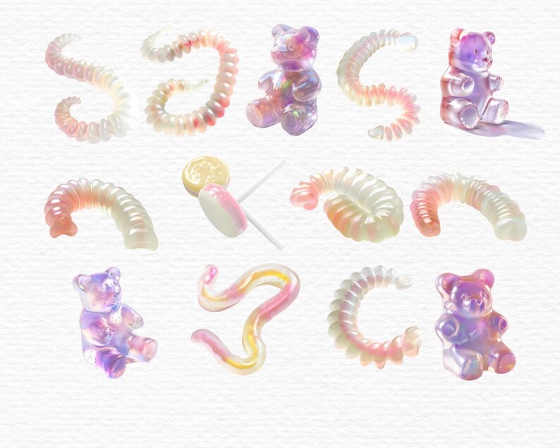 Gummy Worm Clipart and Ring Pop Clipart, Candy Clipart, Sweets Png ...