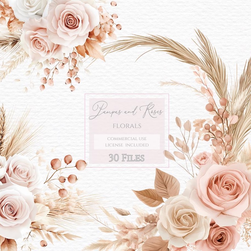 Round Flowers Watercolor - Etsy