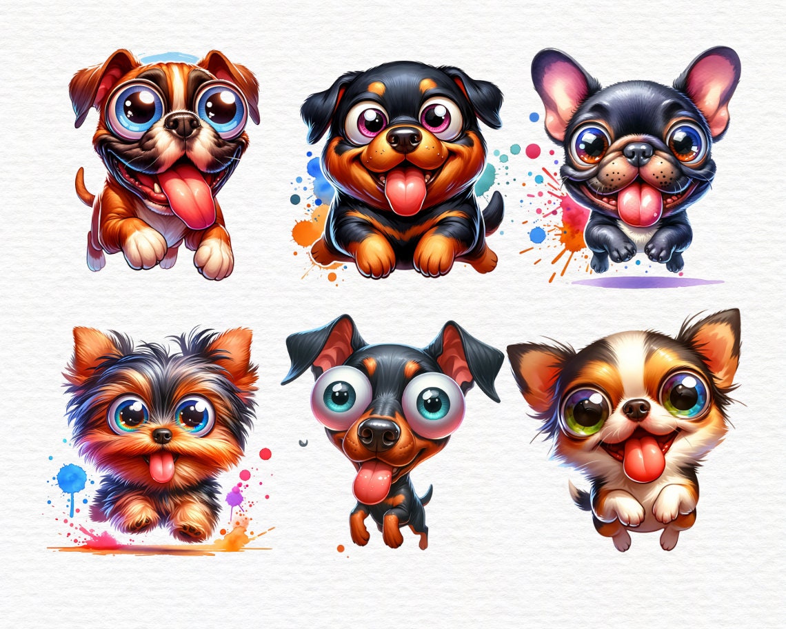 Crazy Dogs Clipart, Funny Dog Clipart, Cute Dog Clipart, Funny Animal ...