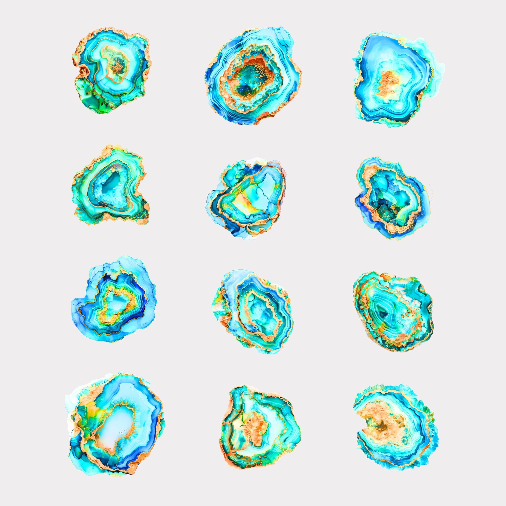 Cyan and Gold Alcohol Ink Png Clipart, Geode Transparent, Green and ...