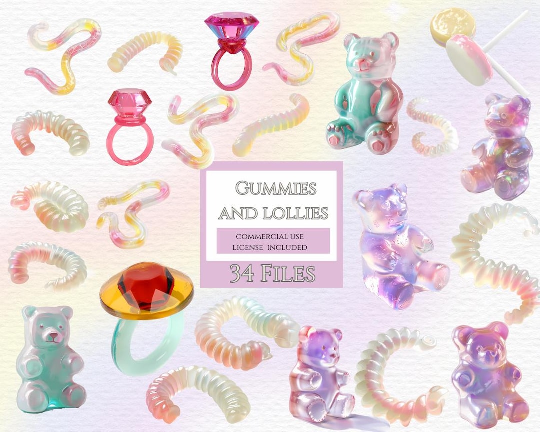 Gummy Worm Clipart and Ring Pop Clipart, Candy Clipart, Sweets Png ...