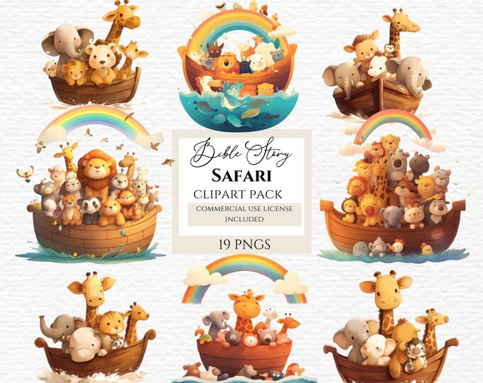 Noah's Ark Clipart Bundle: Watercolor Baby Animals (digital Download ...