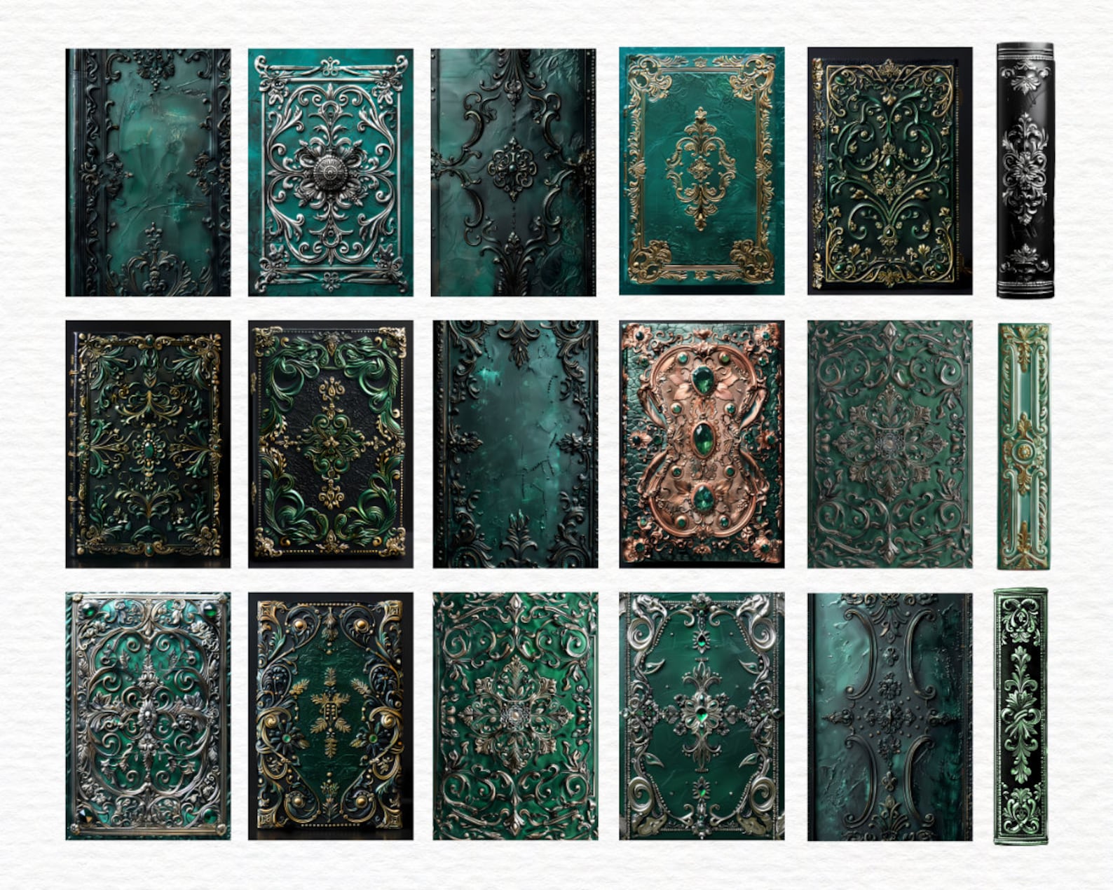 Clipart of Book Spines, Printable Book Cover, Grimoire Tome Fronts ...