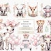 Animals on Swing Png, Watercolor Clipart, Whimsical Animals, Pink ...