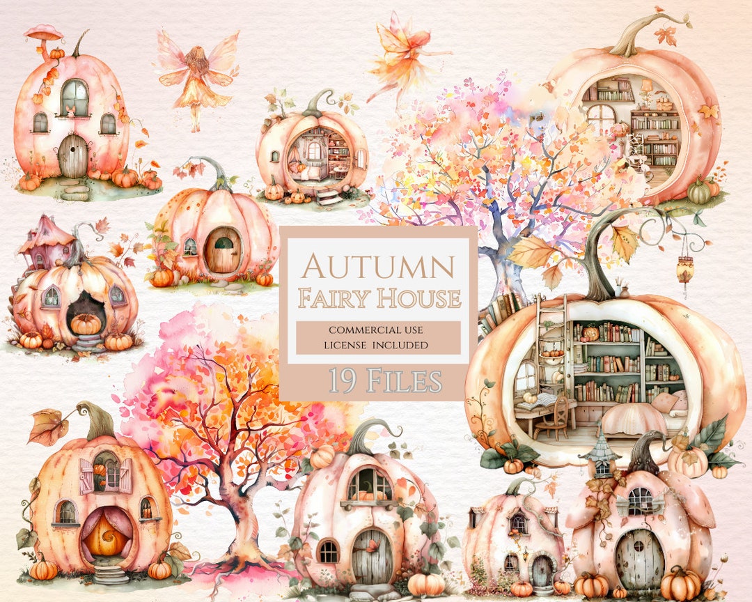 Autumn Fairy House Clipart, Commercial Use, Junk Journals, Digital Art ...