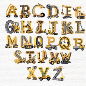 Construction Birthday Party Alphabet Clipart, Clip Art, Digital ...