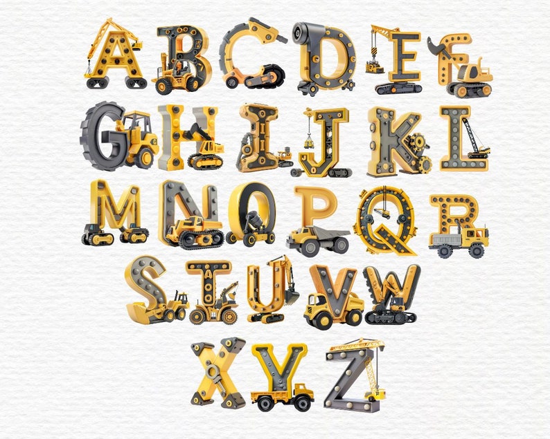 Construction Birthday Party Alphabet Clipart, Clip Art, Digital ...
