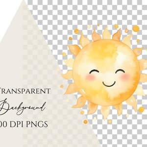 Cute Sun Clipart, Sun Clipart, Watercolor Sun PNG, Summer Clipart ...
