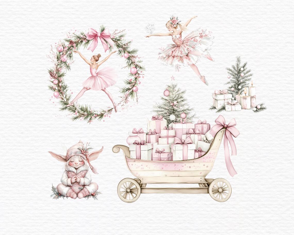 Pink Winter Wonderland Clipart,holiday Clipart,winter Clipart,cute ...
