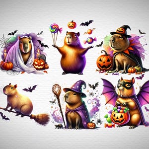 Capybara Halloween Clipart, Capybara Clipart Png, Capybara Bundle, Cute ...